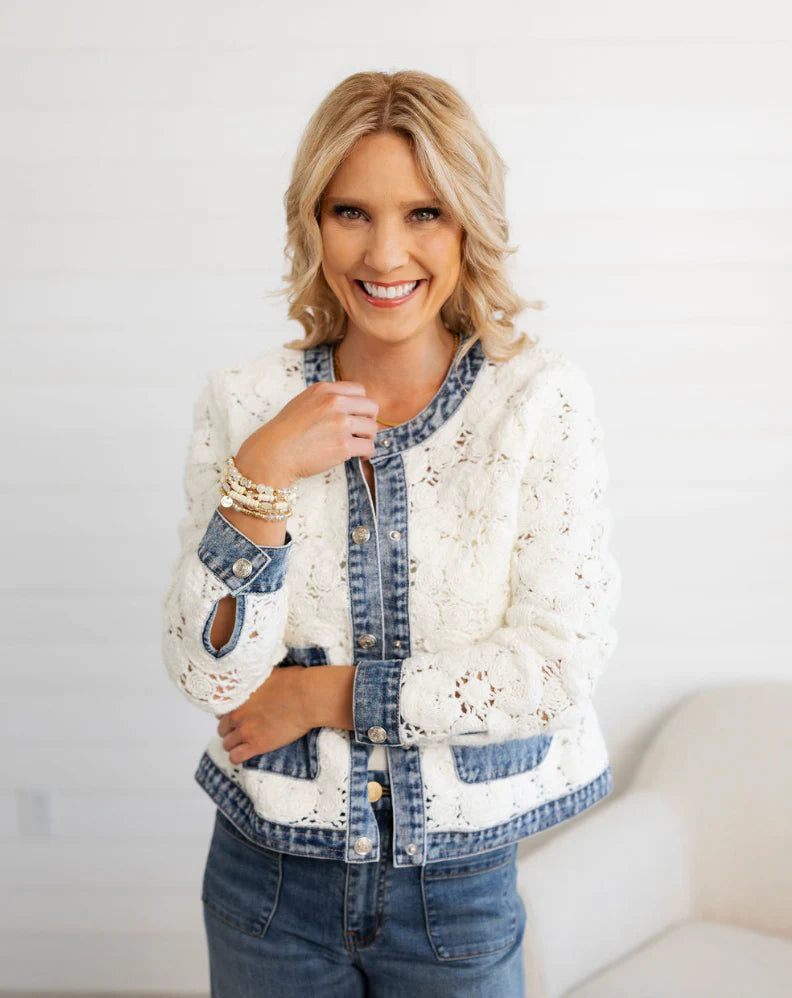 MB Crochet Jacket with Denim Insert – MB Waconia