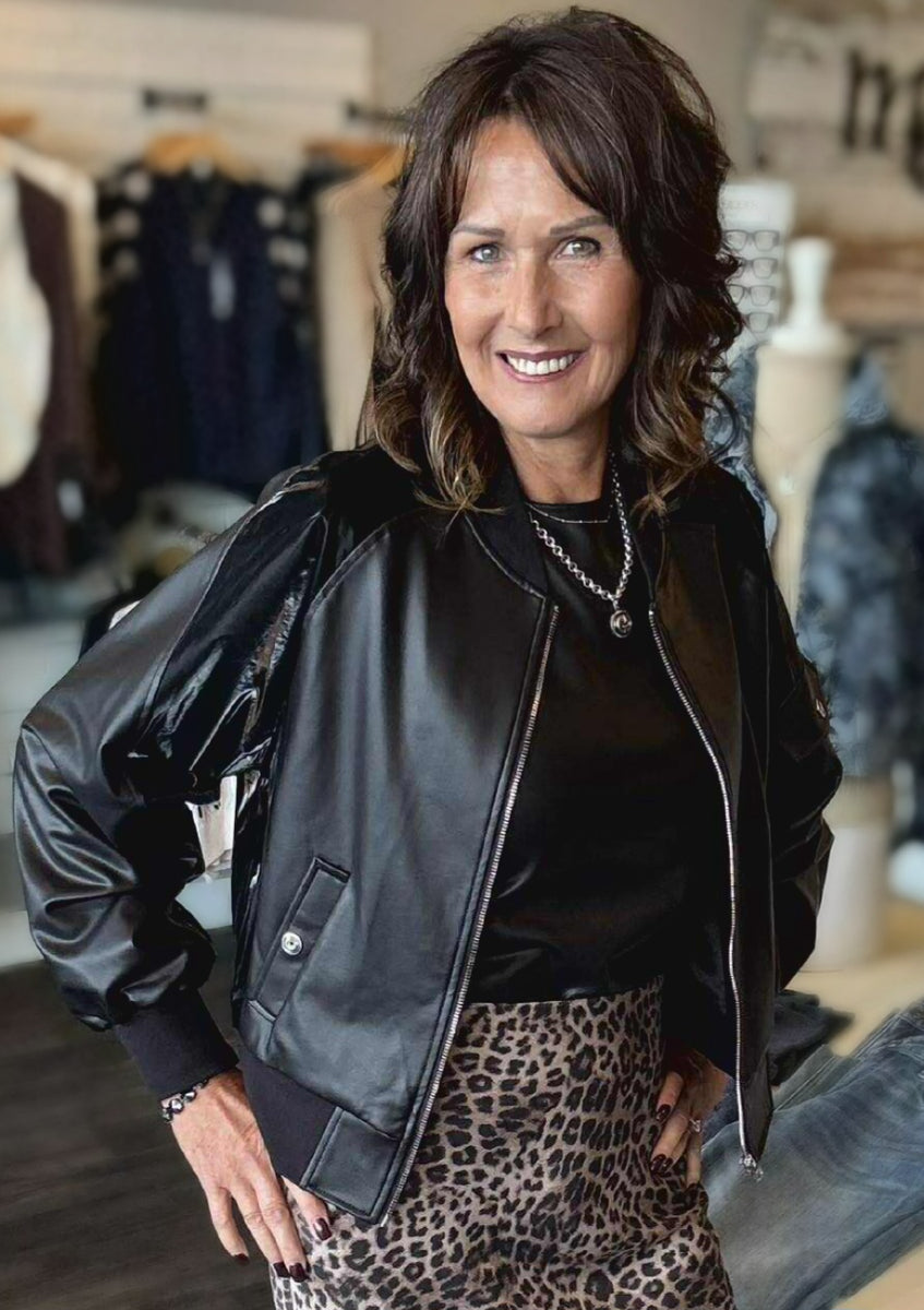 Patent + Liquid Leather Bomber Jacket – MB Waconia